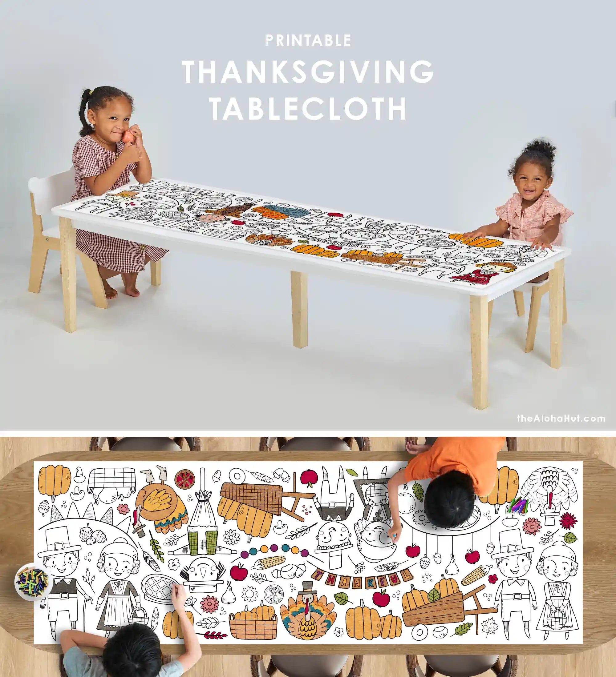 Giant Thanksgiving Coloring Poster Tablecloth – Aloha Digitals