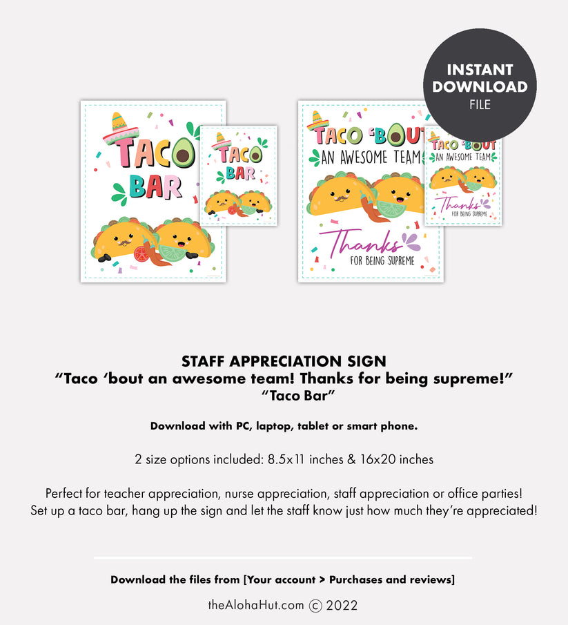 Taco Bar - Teacher & Staff Appreciation – Aloha Digitals